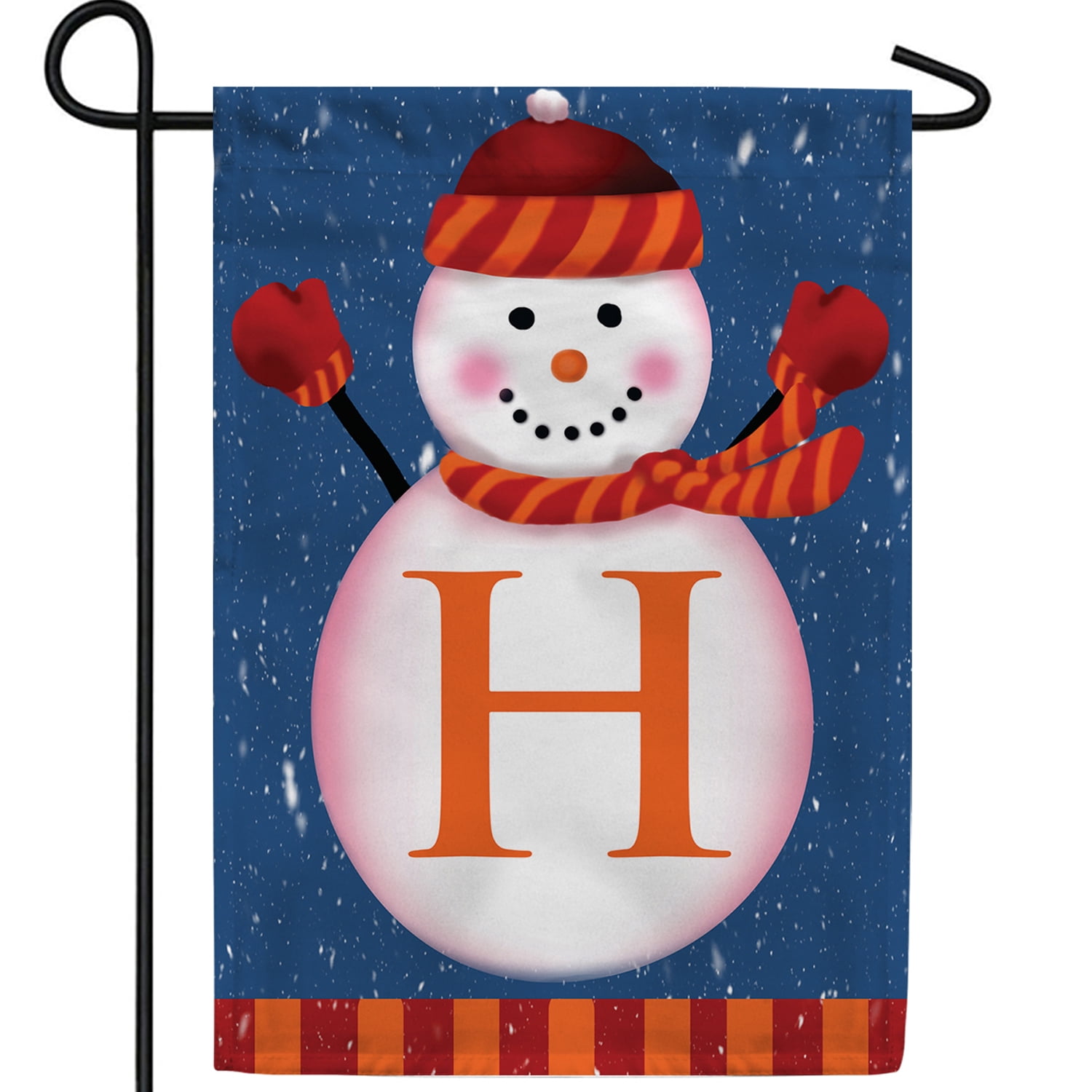 America Forever Winter Monogram Letter H Garden Flag, Snowman Garden D ...