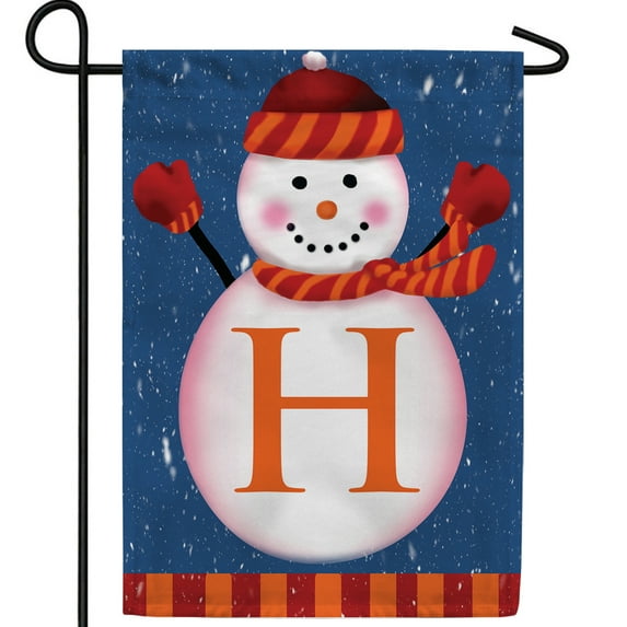 America Forever Winter Monogram Letter H Garden Flag, Snowman Garden D ...
