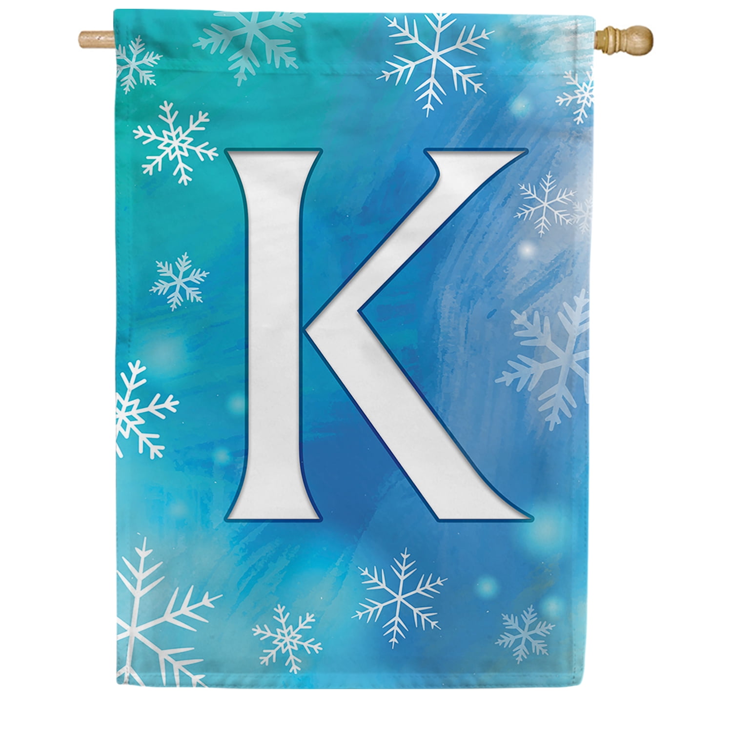 America Forever Winter Monogram Letter K House Flag Vertical Double ...