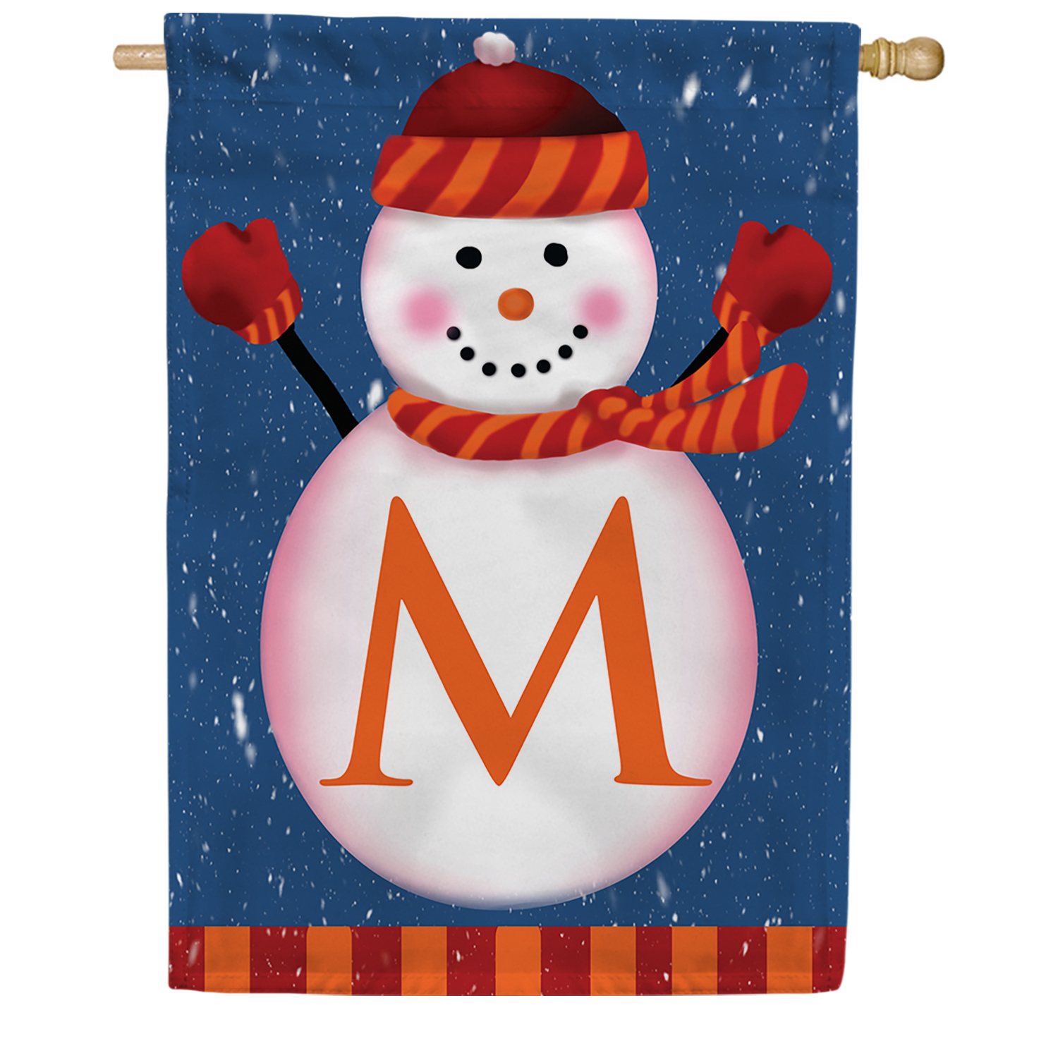 America Forever Winter Monogram Letter M House Flag, Snowman Garden DÃ ...