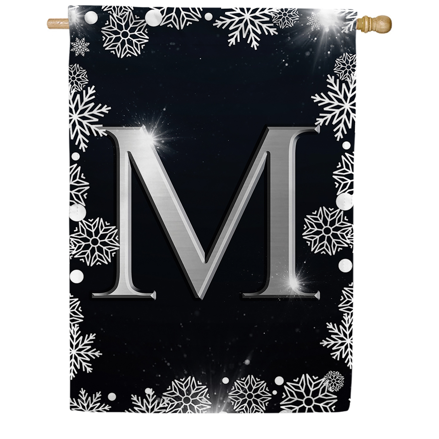 America Forever Winter Monogram Letter M House Flag Vertical Double ...