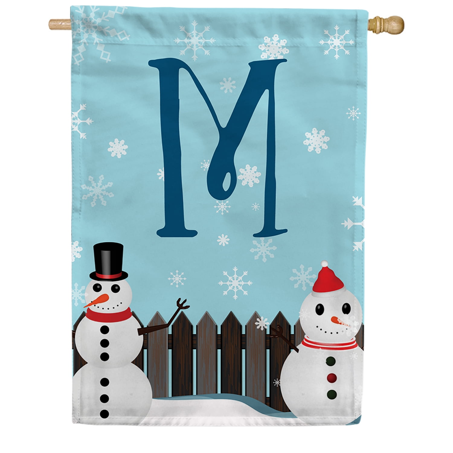 America Forever Winter Monogram Letter M House Flag Vertical Double ...