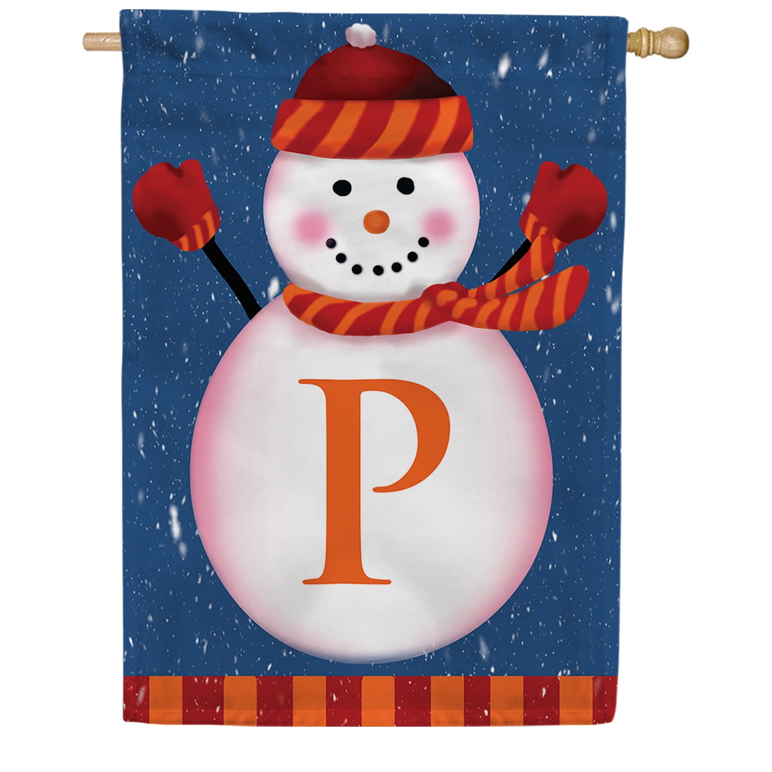 America Forever Winter Monogram Letter P House Flag, Snowman Garden DÃ©cor, Vertical Double ...