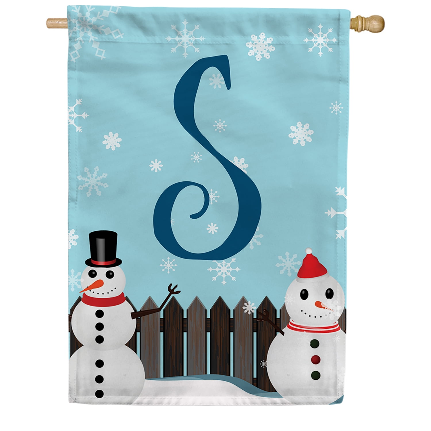 America Forever Winter Monogram Letter S House Flag Vertical Double ...