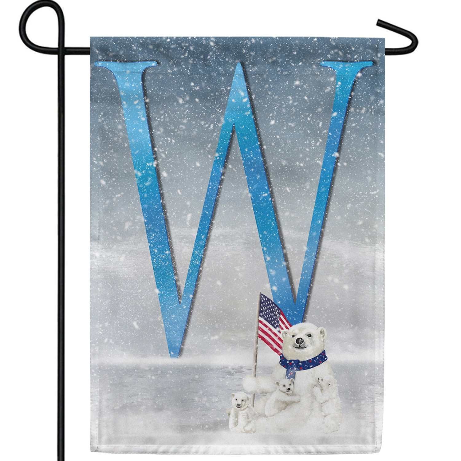 America Forever Winter Monogram Letter W Polar Bear Garden Flag ...