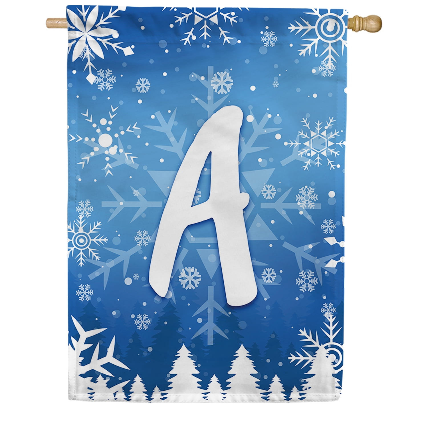 America Forever Winter Monogram Letter A Winter Forest House Flag ...