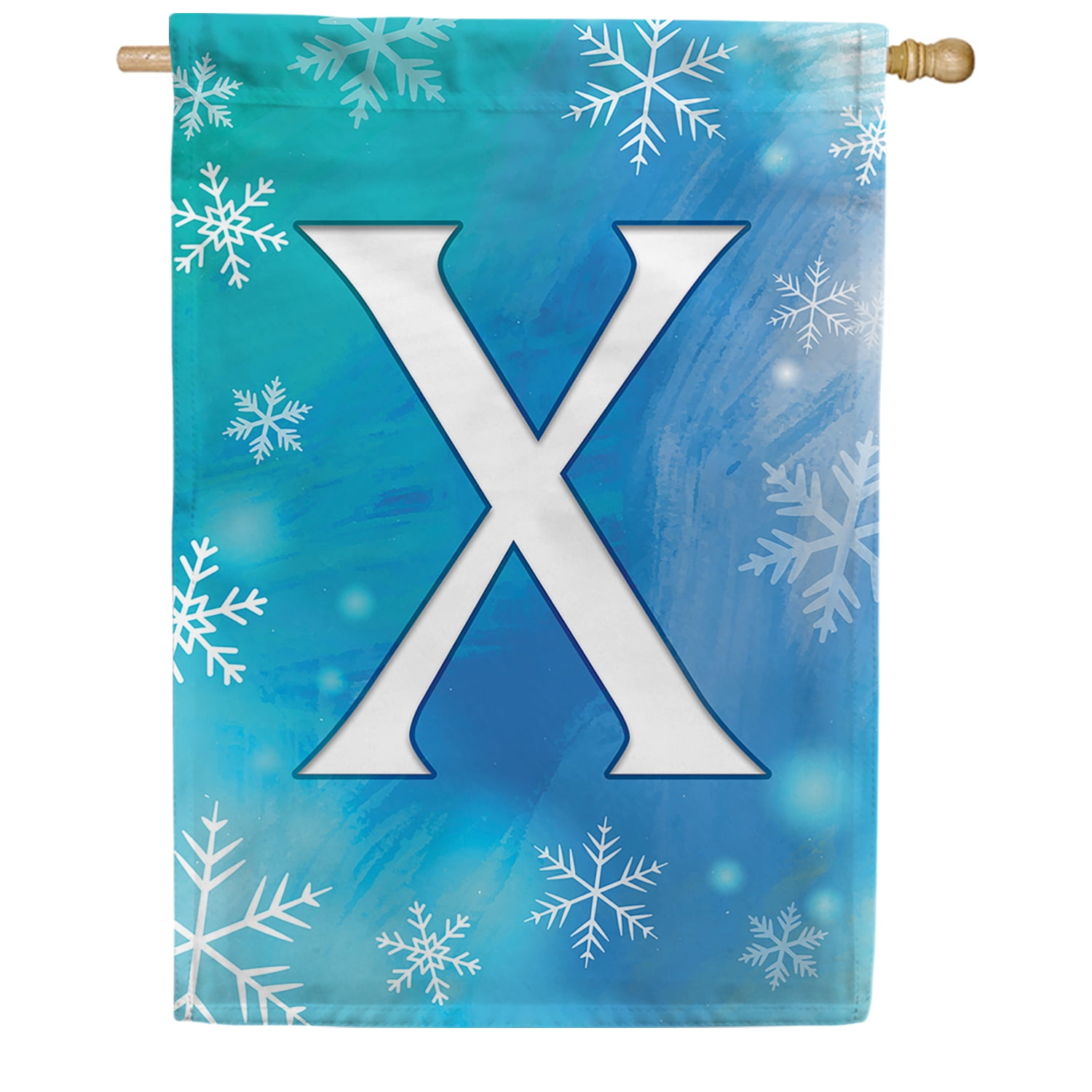 America Forever Winter Monogram Letter X House Flag Vertical Double ...
