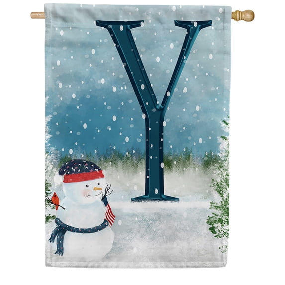 America Forever Winter Monogram Letter Y House Flag Vertical Double ...