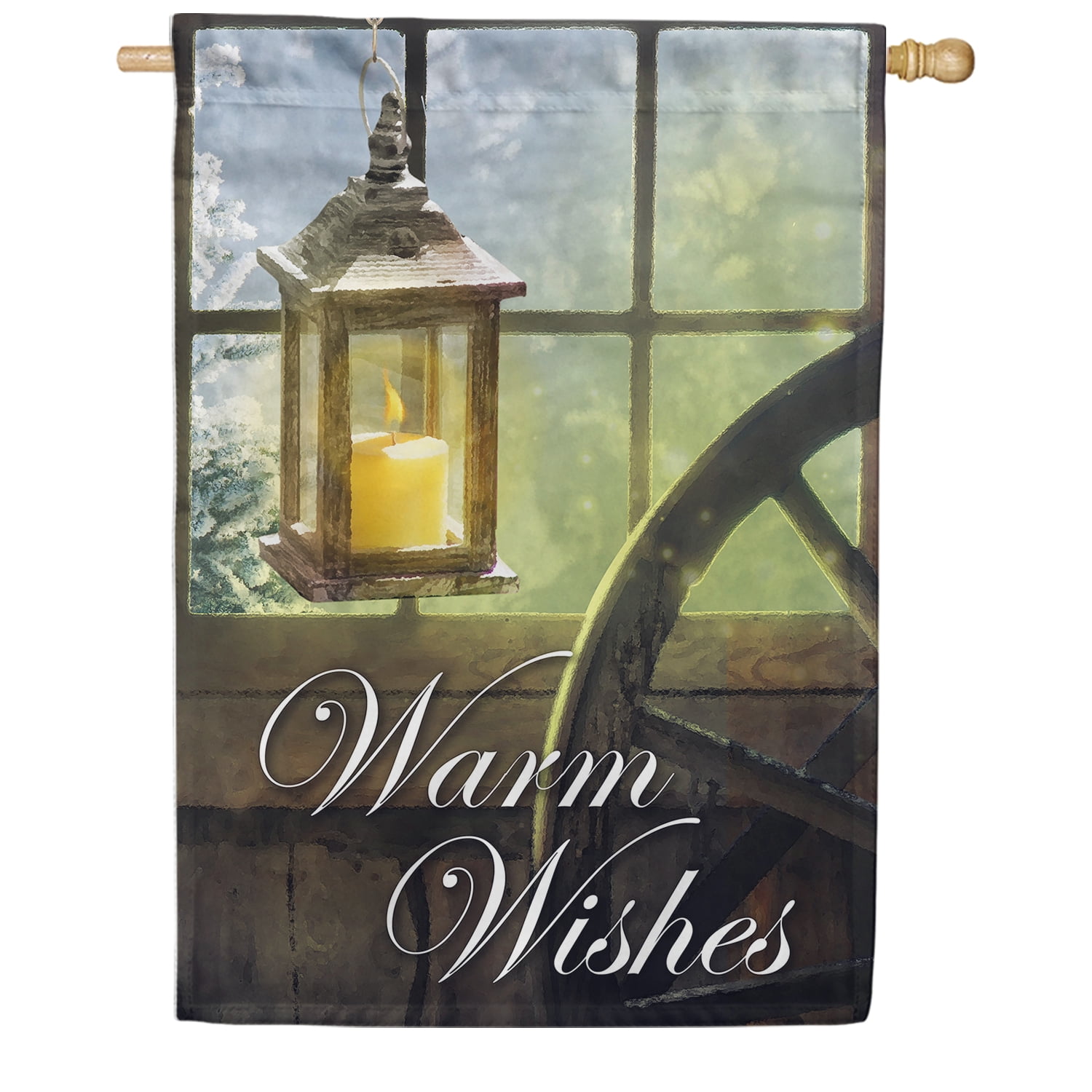 America Forever Winter Warm Wishes House Flag Double Sided Vertical ...