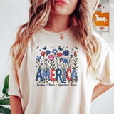 America Freedom Brave Independence Power ShirtFloral 4th of July Tee ...