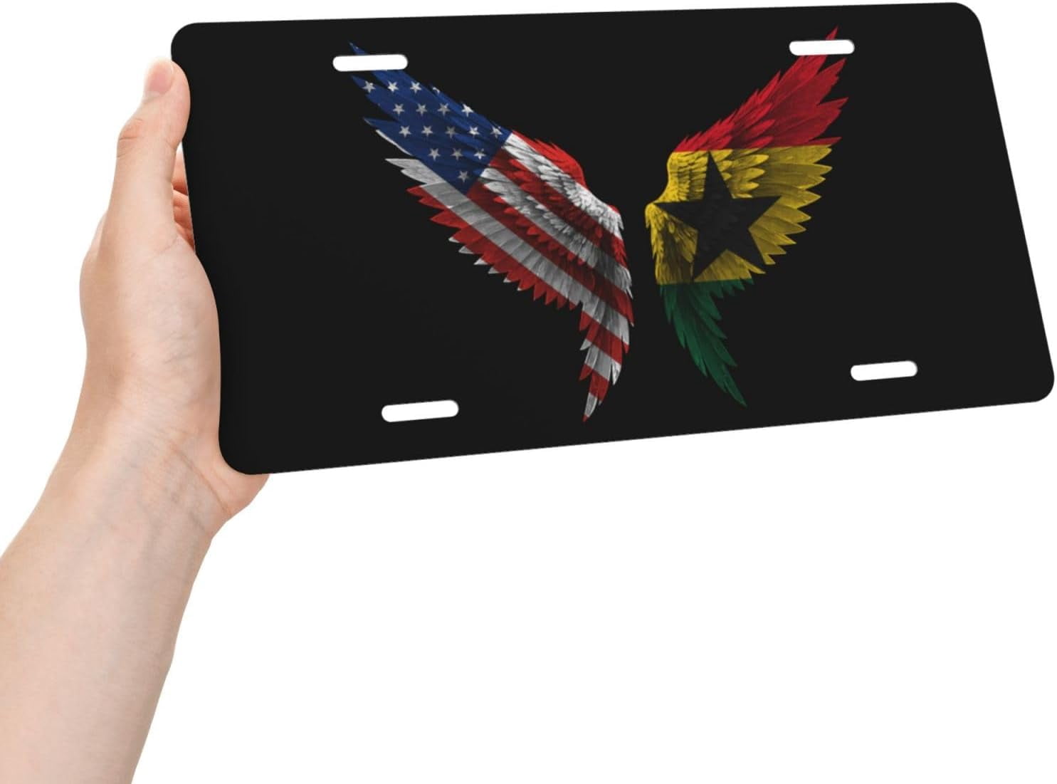 America and Ghana Ghanaian Wing Flag License Plate Patriotic Metal ...