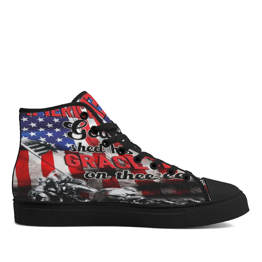 America God Shed His Grace On Thee High Top Canvas Shoes Sneakers Black ...