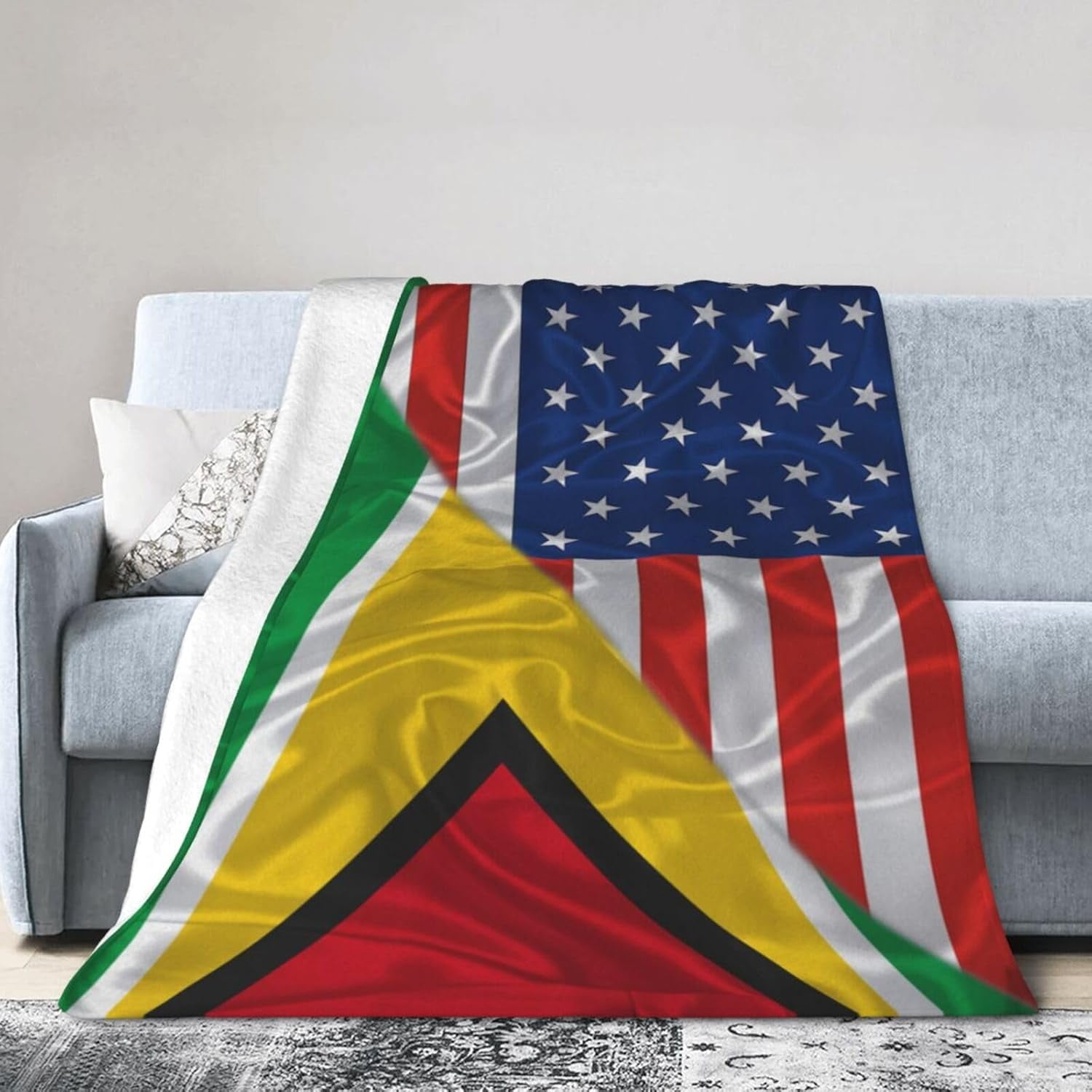 America and Guyana Guyanais Triangle Flag Blanket Soft Throw Blankets ...