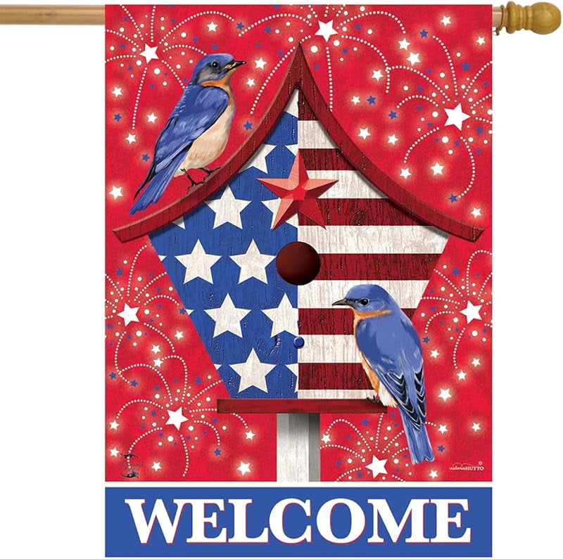 America In Bloom Patriotic House Flag - Walmart.com