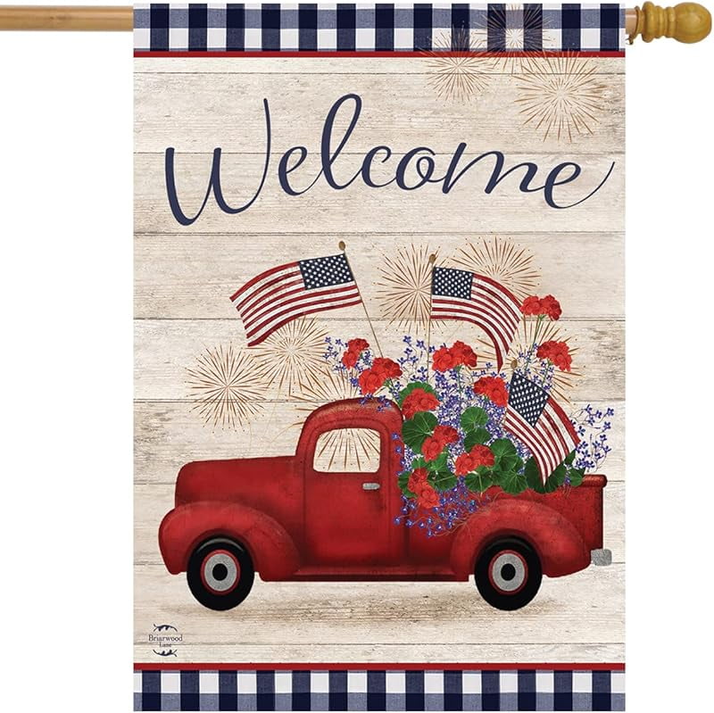 America In Bloom Patriotic House Flag - Walmart.com