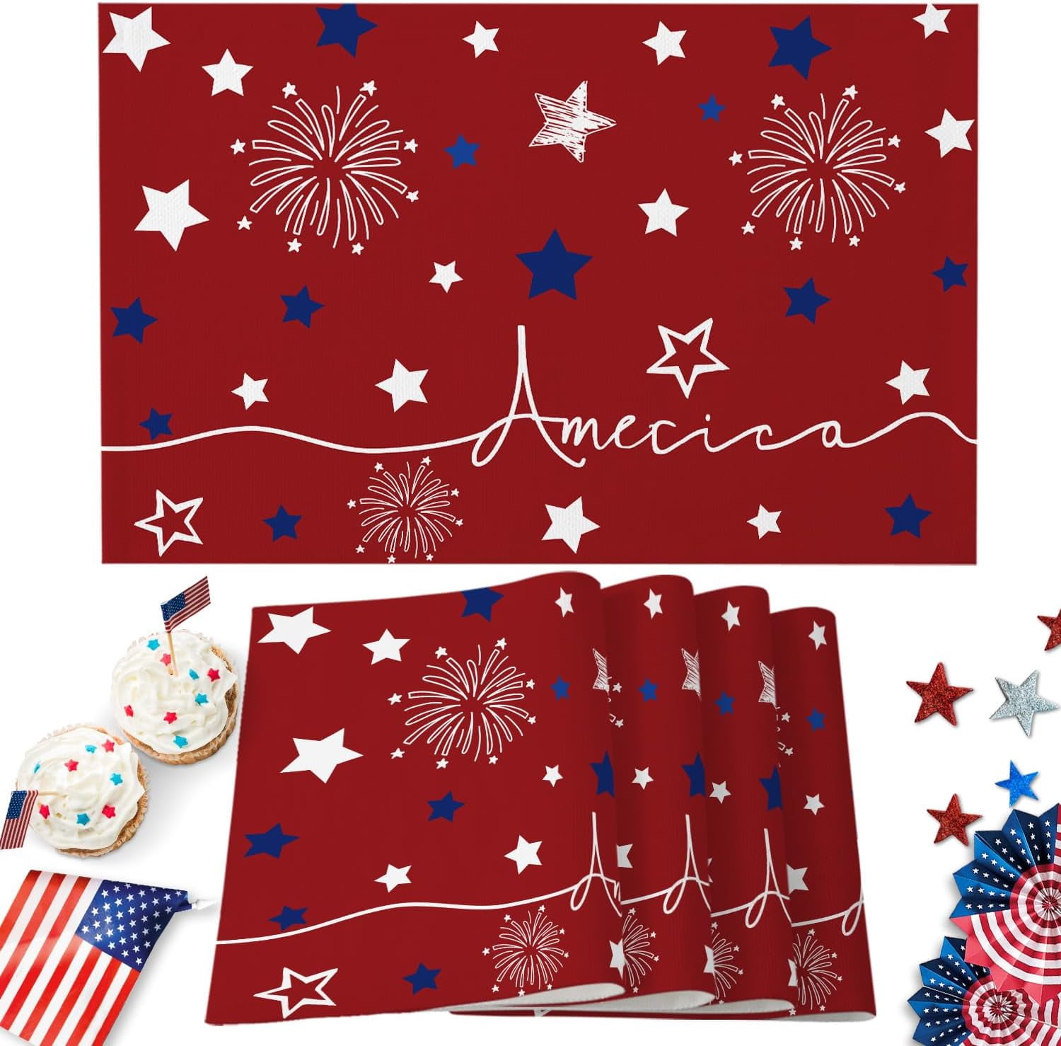 America Independence Day Placemats Set of 6 Washable Table Mats for ...