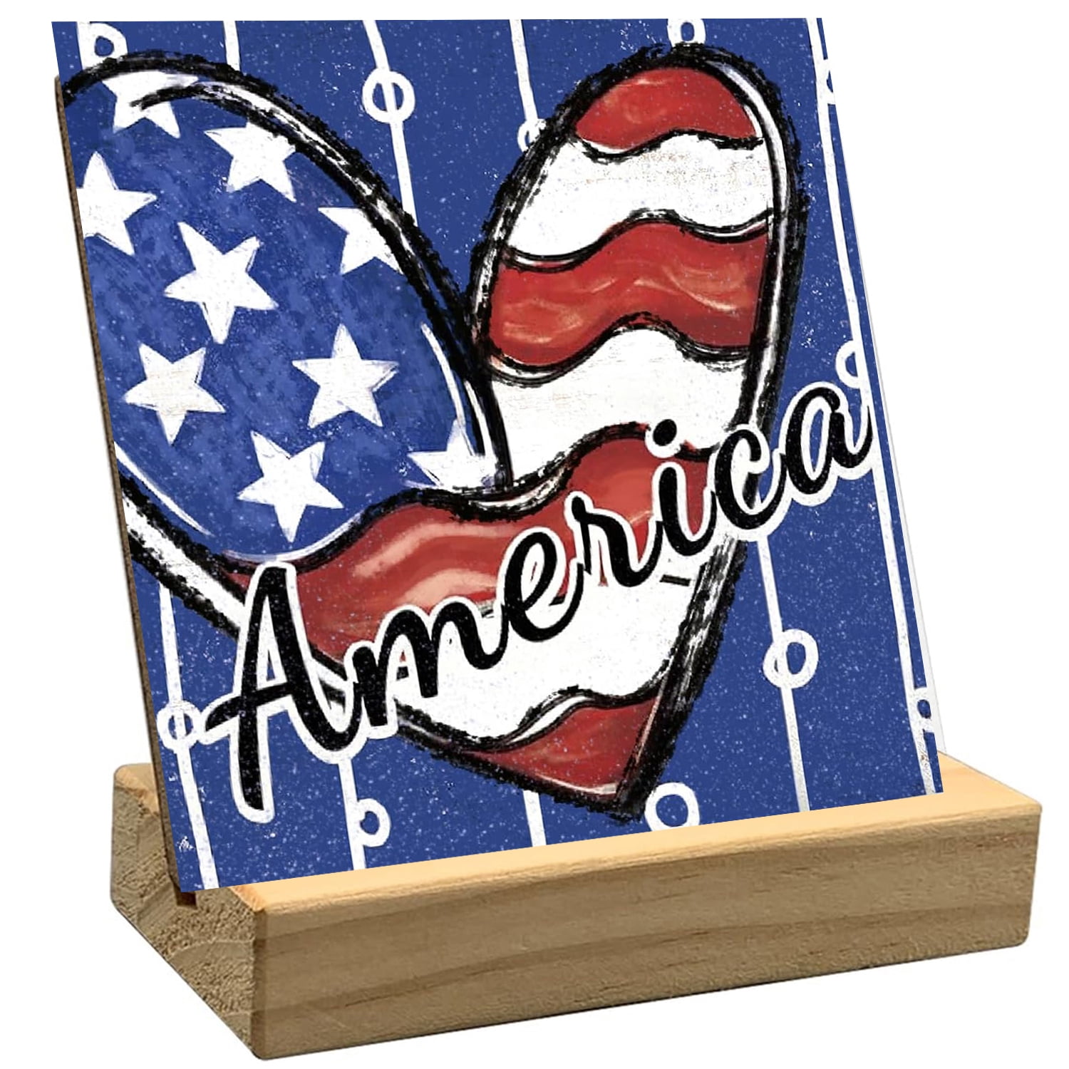America Land That I Love American Flag Patriotic Wood table sign Desk ...