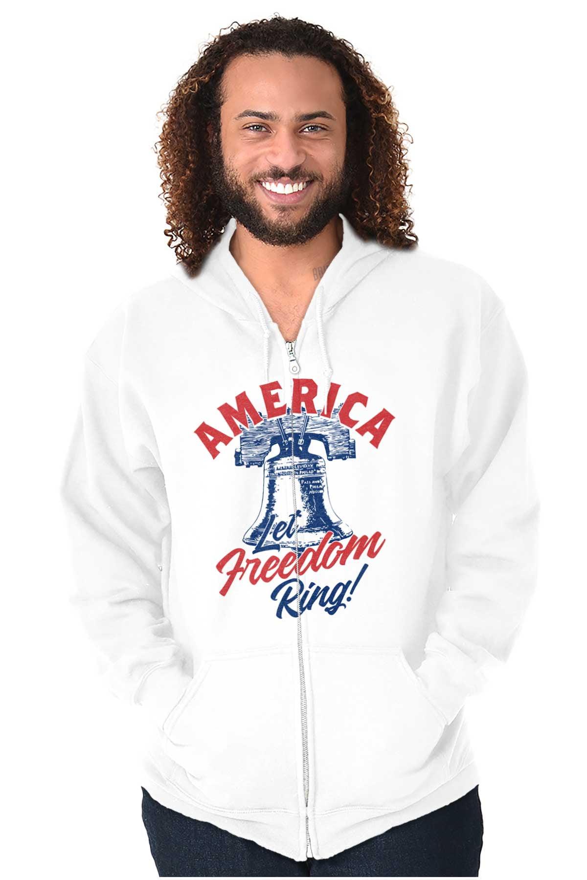 America Let Freedom Ring Liberty Bell Zip Up Hoodie Mens Womens