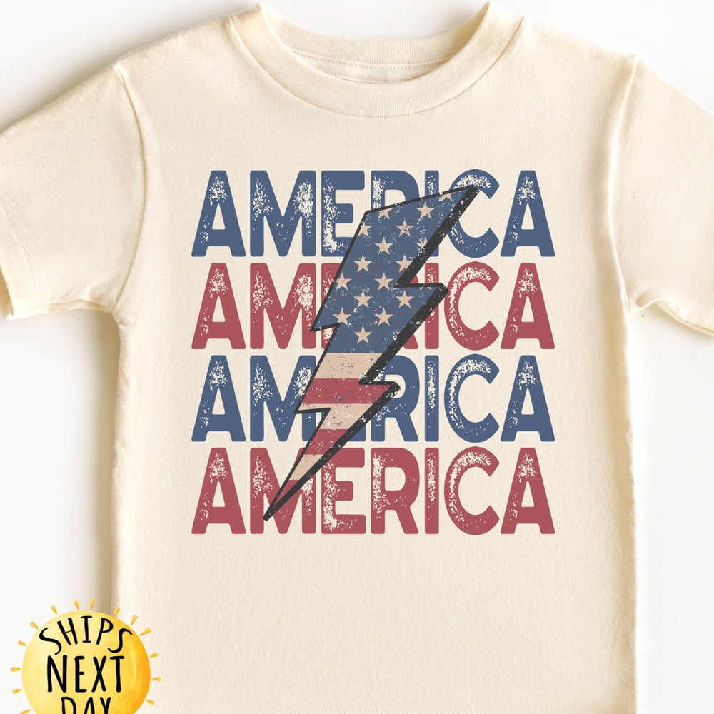 America Lightning Bolt Kids Shirt, 4Th Of July Toddler T-Shirt, 4Th Of ...