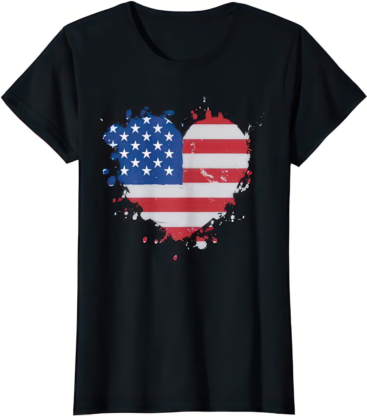America Love Flag USA Heart 4th July American Proud Girl T-Shirt T ...