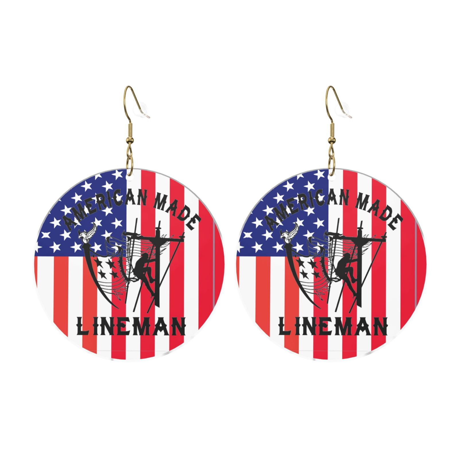 America Made Lineman Round Dangle Earrings For Women Acrylic Charms ...
