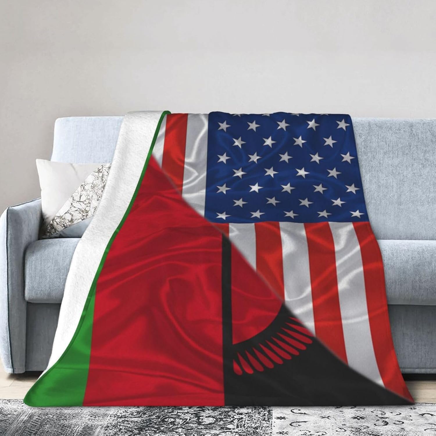 America and Malawi Malawians Triangle Flag Blanket Soft Throw Blankets ...