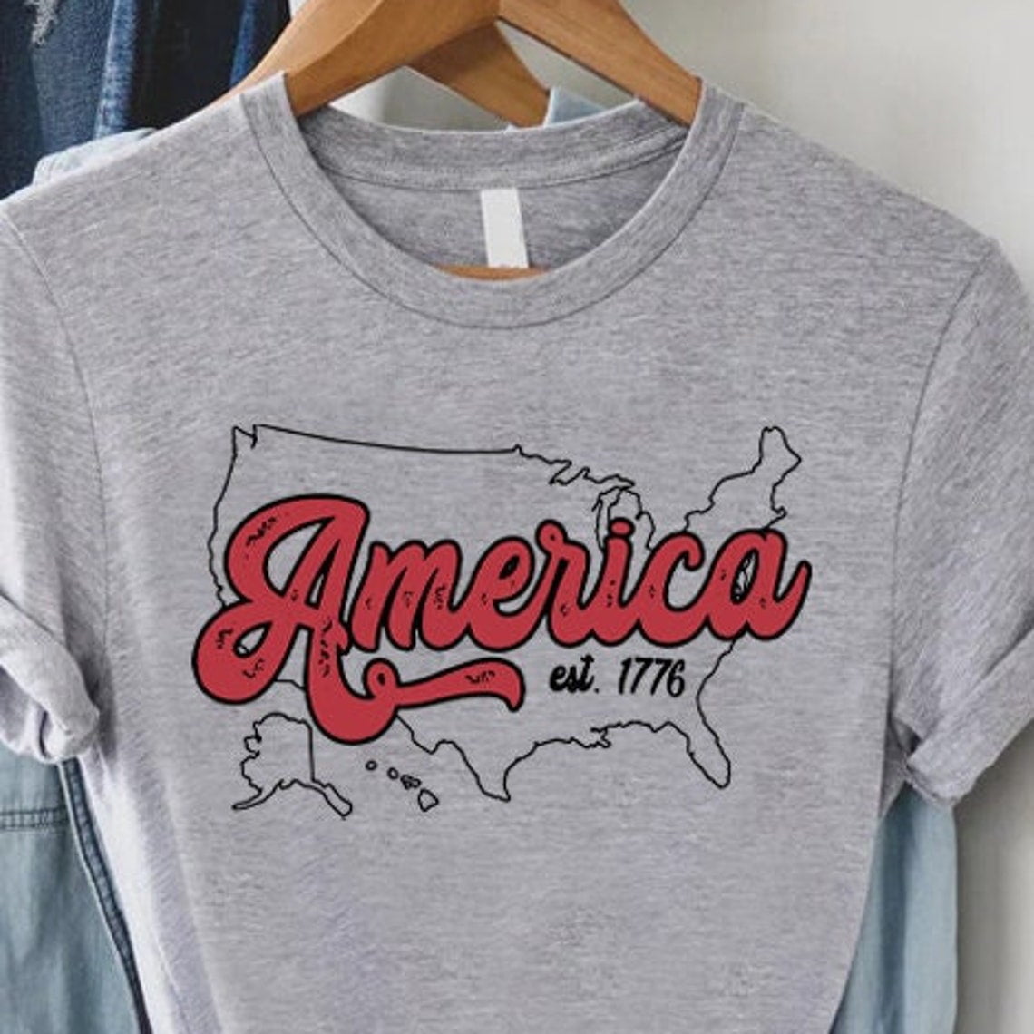 America Map Shirt, Memorial Day Gift, Retro America Shirts, Map of ...