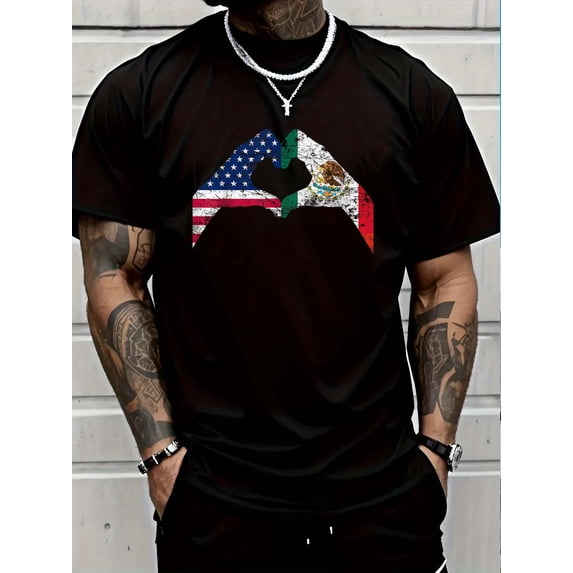 America Mexico Flag Vintage Mexican Roots American T-Shirt Soft Cotton ...