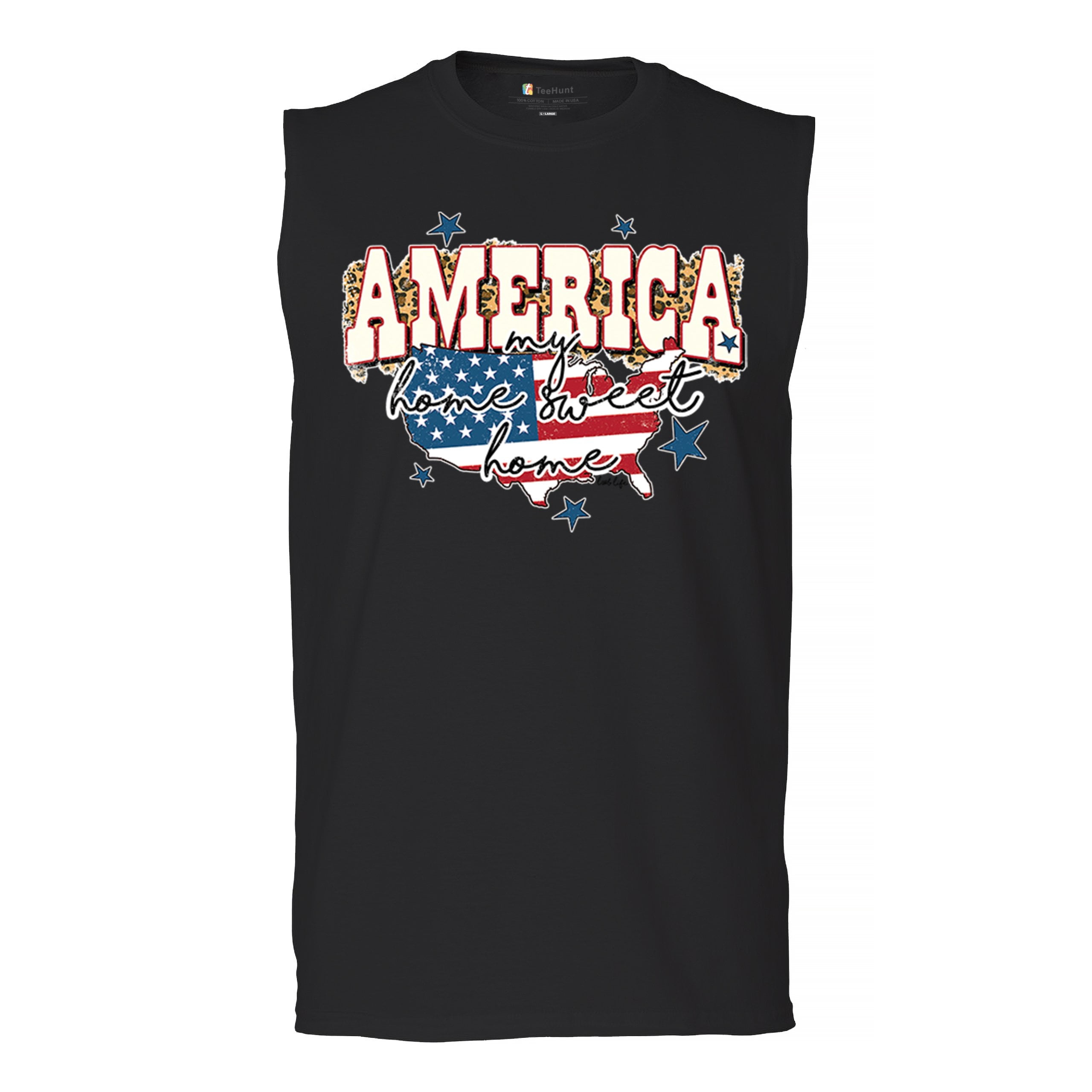 America My Home Sweet Home Muscle Shirt 4th of July Stars and Stripes ...