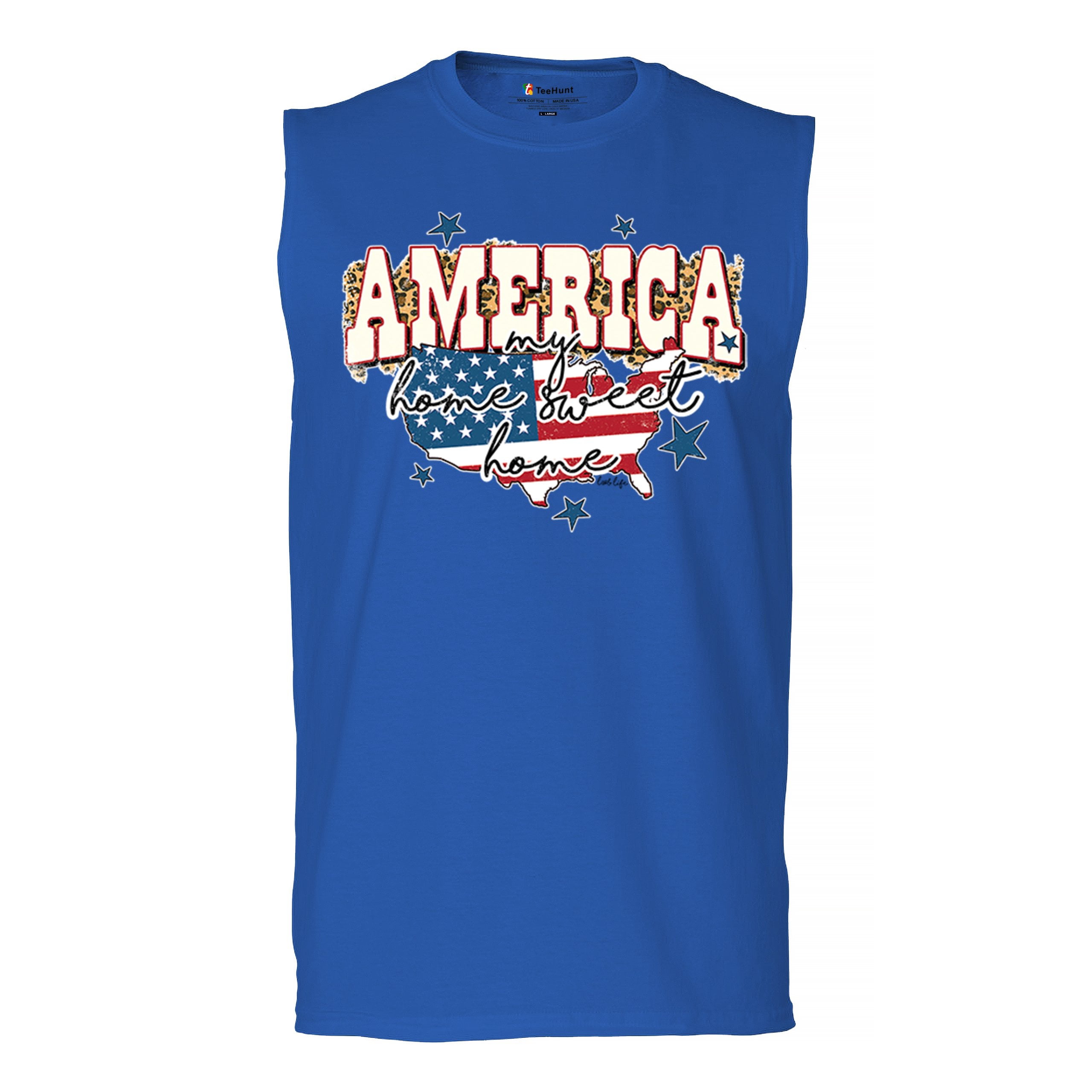 America My Home Sweet Home Muscle Shirt 4th of July Stars and Stripes ...