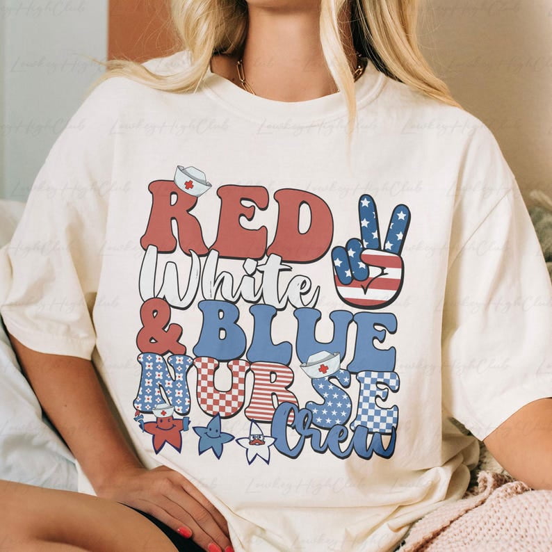 America Nurse Crew Red White & Blue Shirt, 4th Of July Nurse Shirt ...