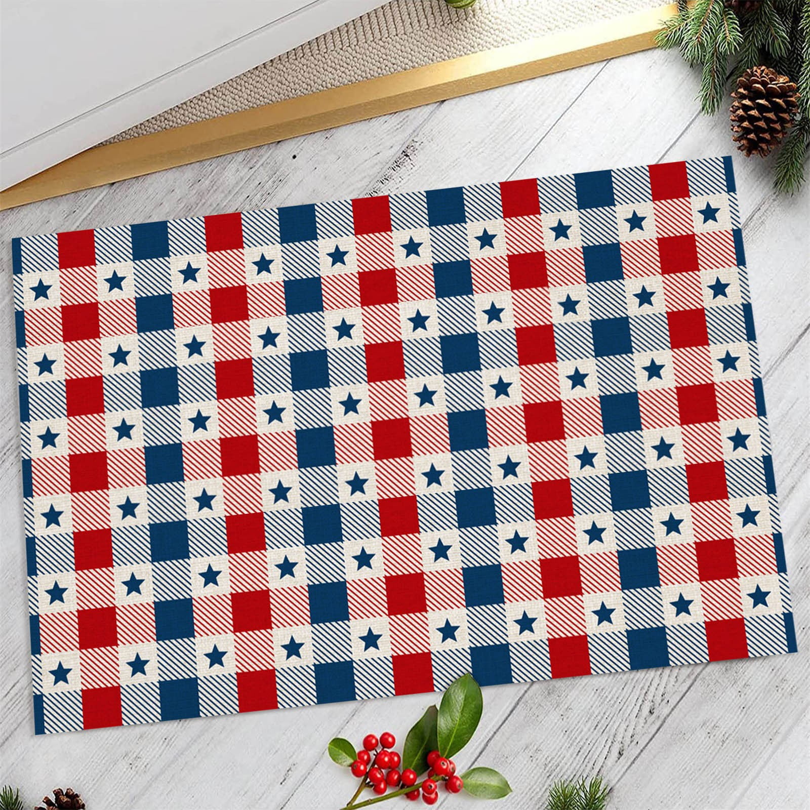 America Patriotic Day Independence Day Door Mat Red, White and Blue ...