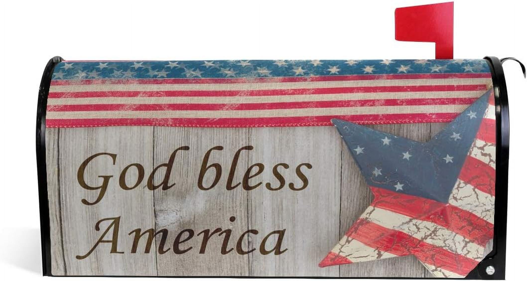 America Patriotic Message Mailbox Cover God Bless Americna Mailbox Wrap ...