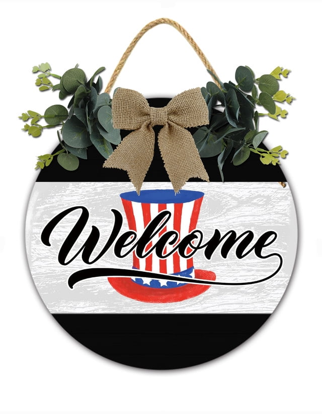 America Patriotic Sign Decor Patriotic Hat Welcome Sign Plaque July 4th ...