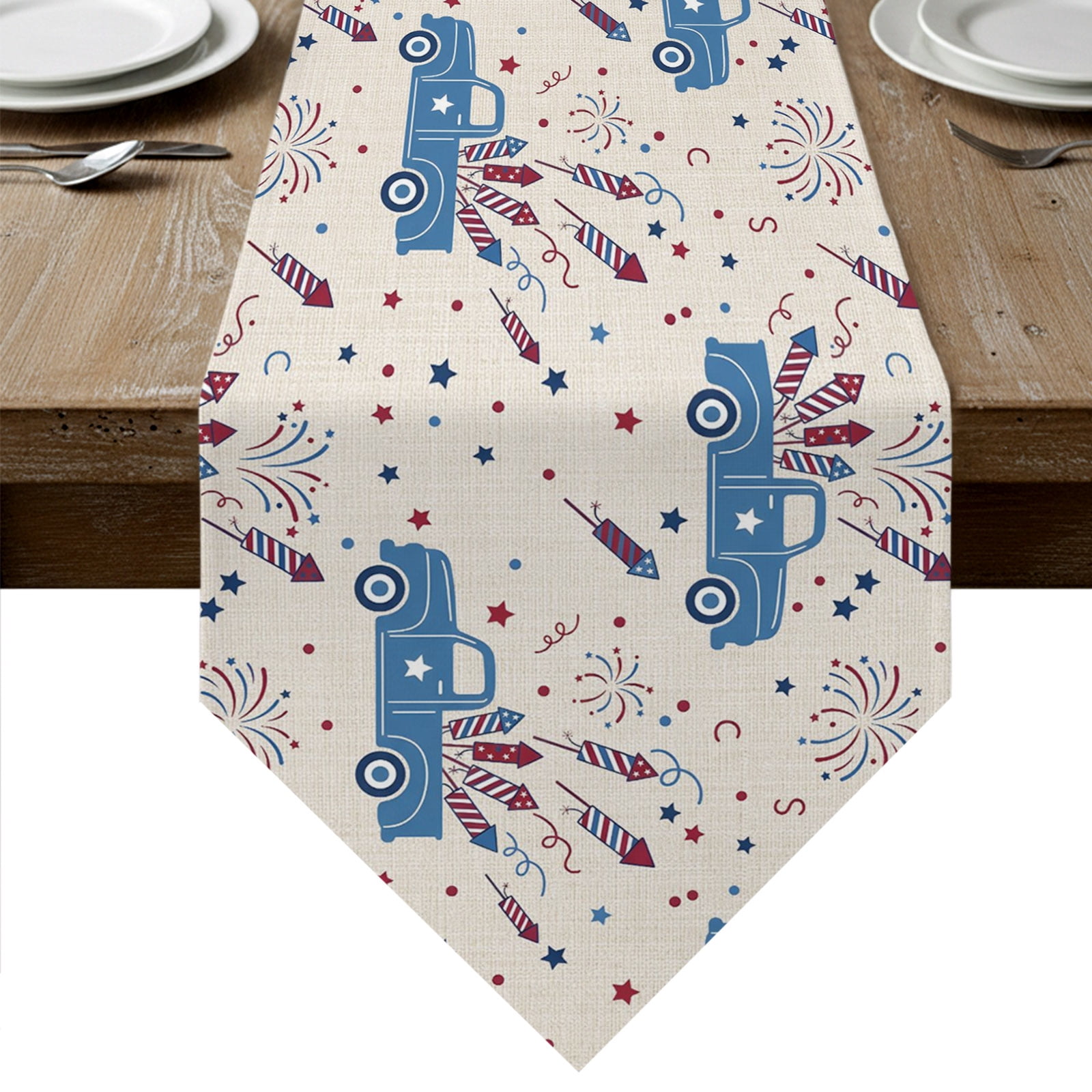 America Patriotic Table Runner Linen Burlap Table Runner 36 Inches ...