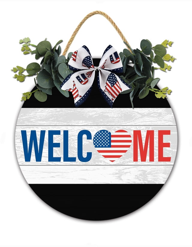 America Patriotic Welcome Sign Decor American Flag July 4th Home Front ...