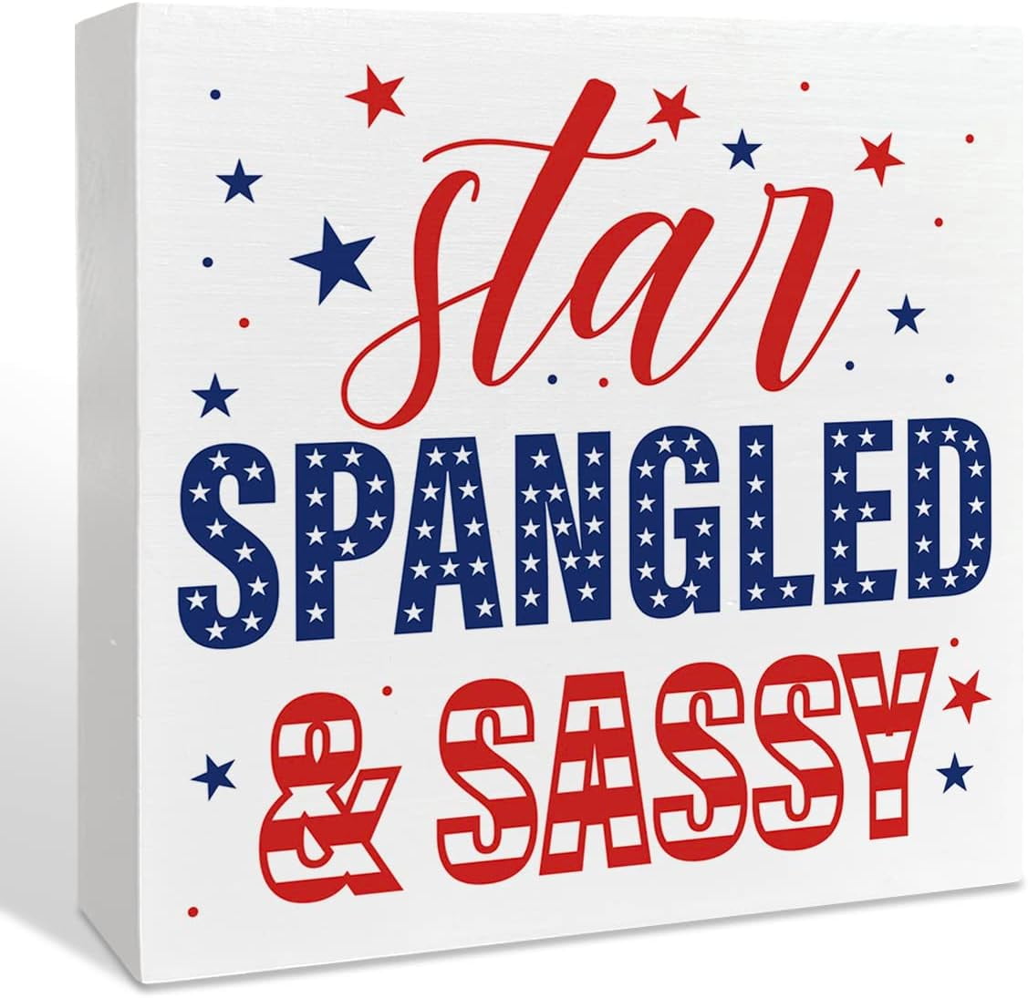 America Patriotic Wooden Sign Decor, 4th of July USA Desk Decor for ...