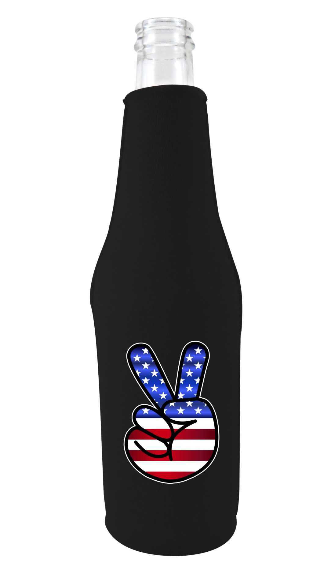 America Peace Sign Beer Bottle Coolie (Black) - Walmart.com