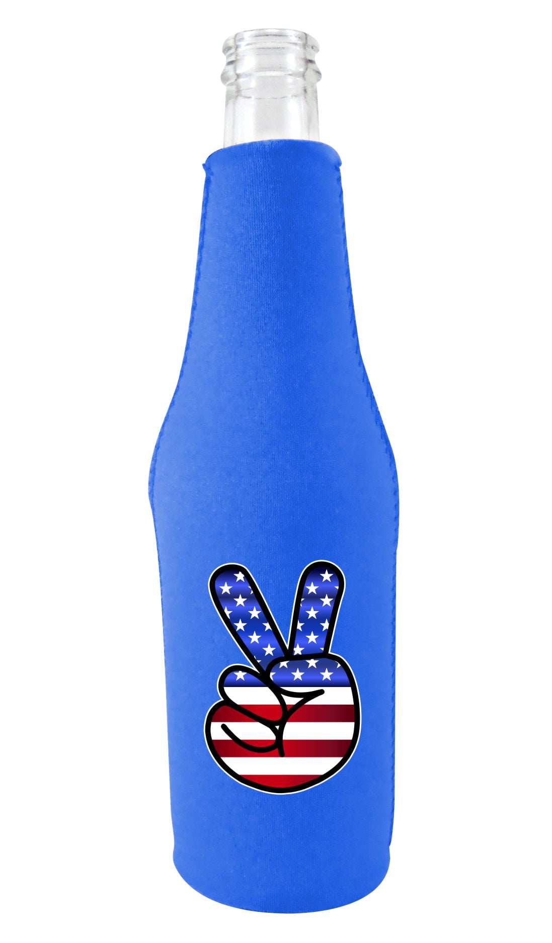 America Peace Sign Beer Bottle Coolie (Royal Blue) - Walmart.com