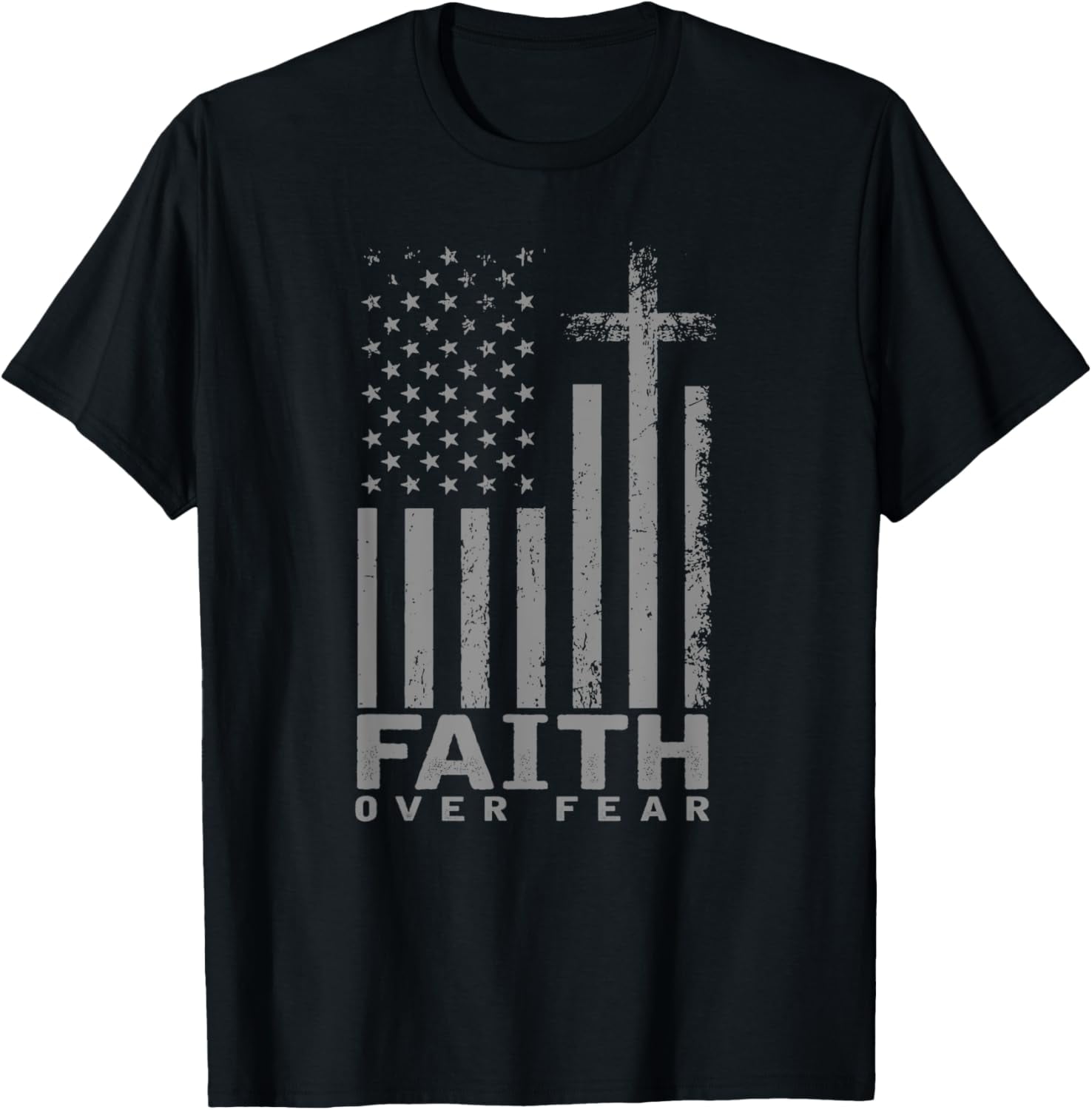 America Pride US Flag Faith Over Fear Prayer T-Shirt - Walmart.com