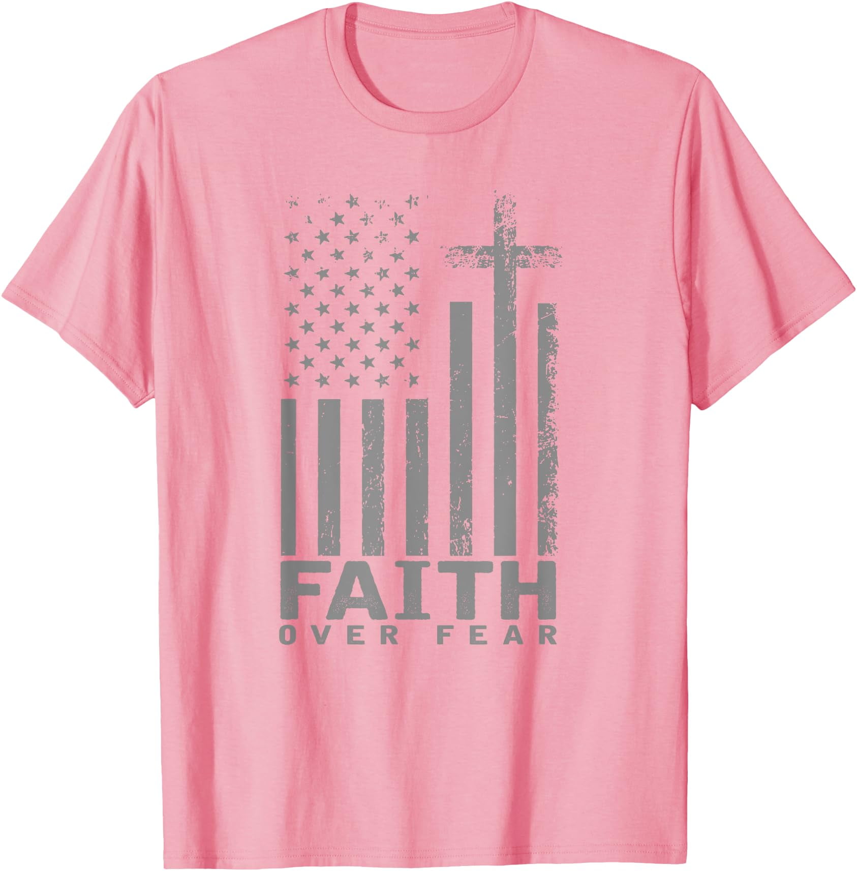 America Pride US Flag Faith Over Fear Prayer Unisex T-Shirt for Men Women Kids,Light Pink Color ...