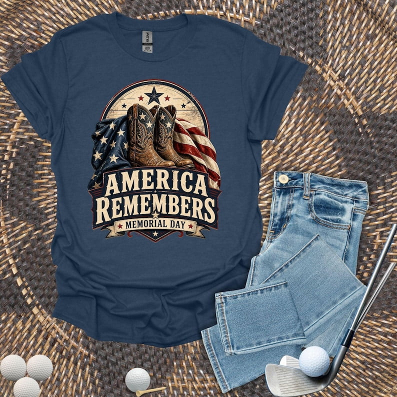 America Remembers Shirt, Memorial Day T-Shirt, Patriotic Cowboy Boots ...