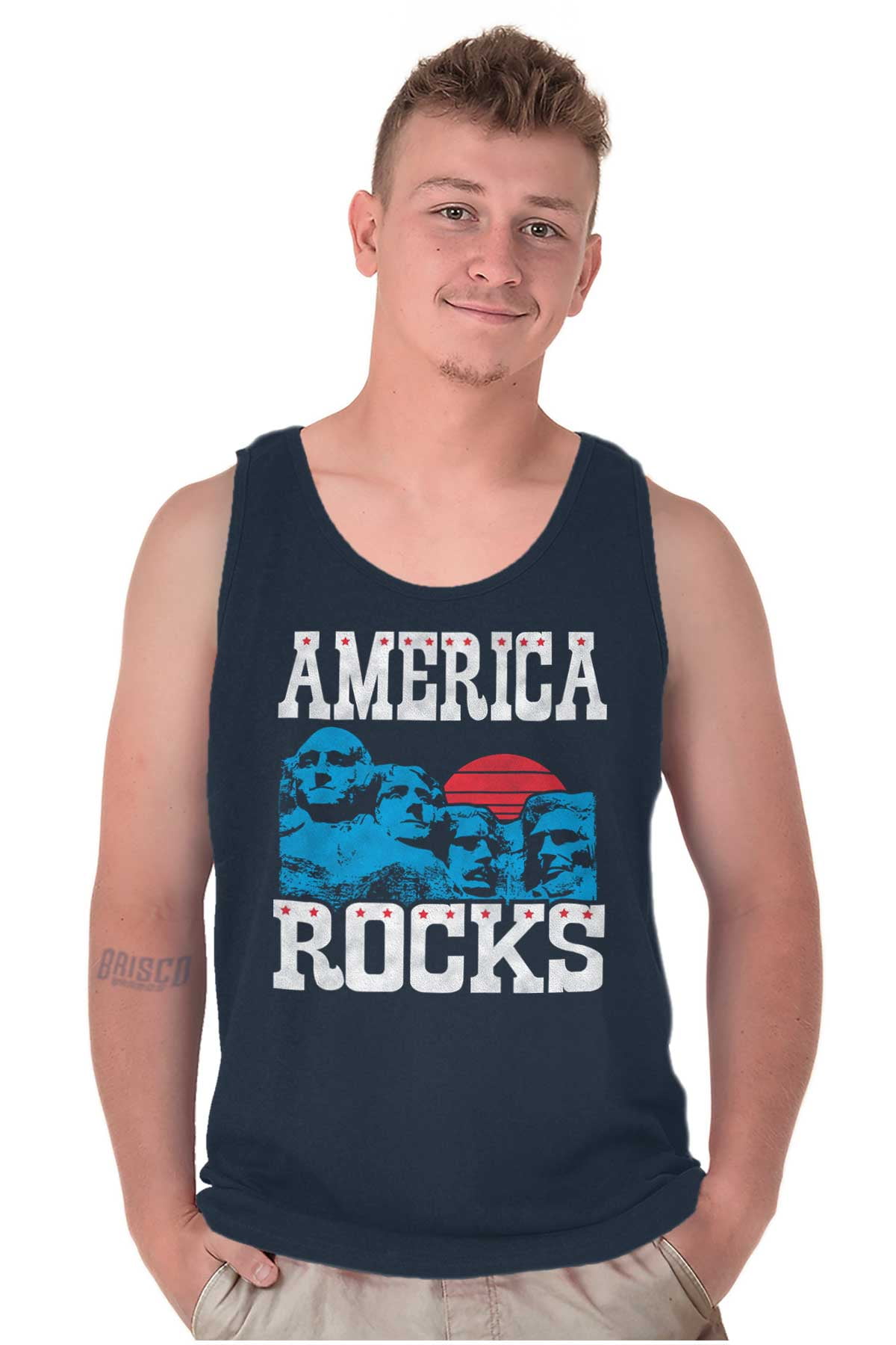 America Rocks Mount Rushmore Usa Tank Top T Shirts Men Women Brisco