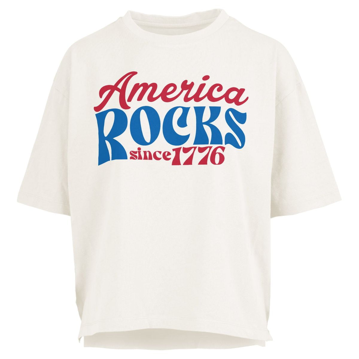 America Rocks Since 1776 Retro Graphic Tee Patriotic USA Independence ...
