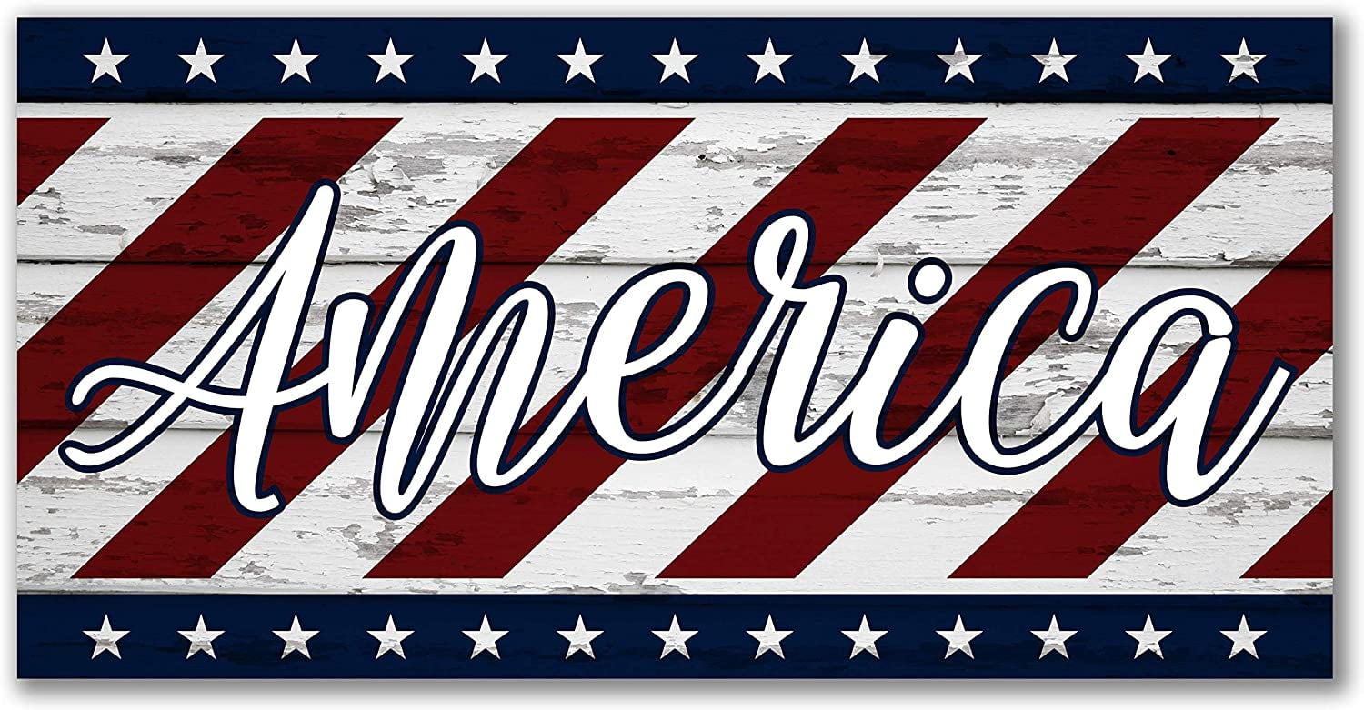 America Rustic Wood Wall Sign 9x18 - Walmart.com