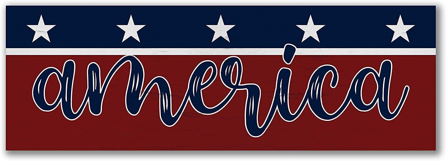 America Star Banner Rustic Wood Wall Sign 6x18 - Walmart.com