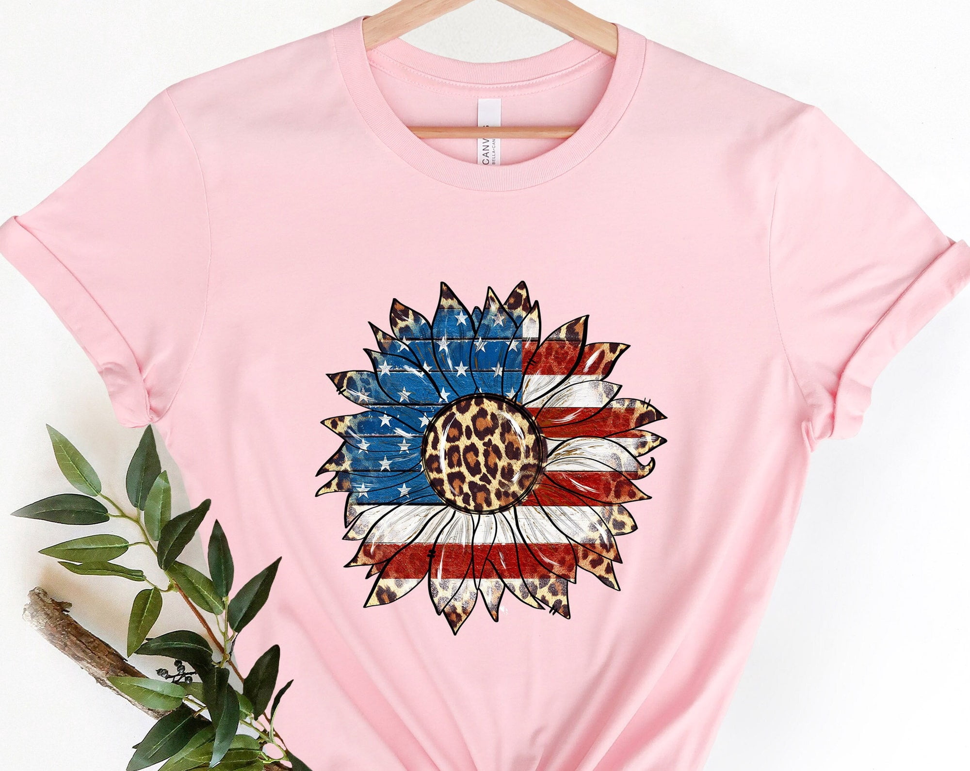 America Sunflower Shirt Sunflower Flag Gift ShirtLeopard Sunflower 4Th ...