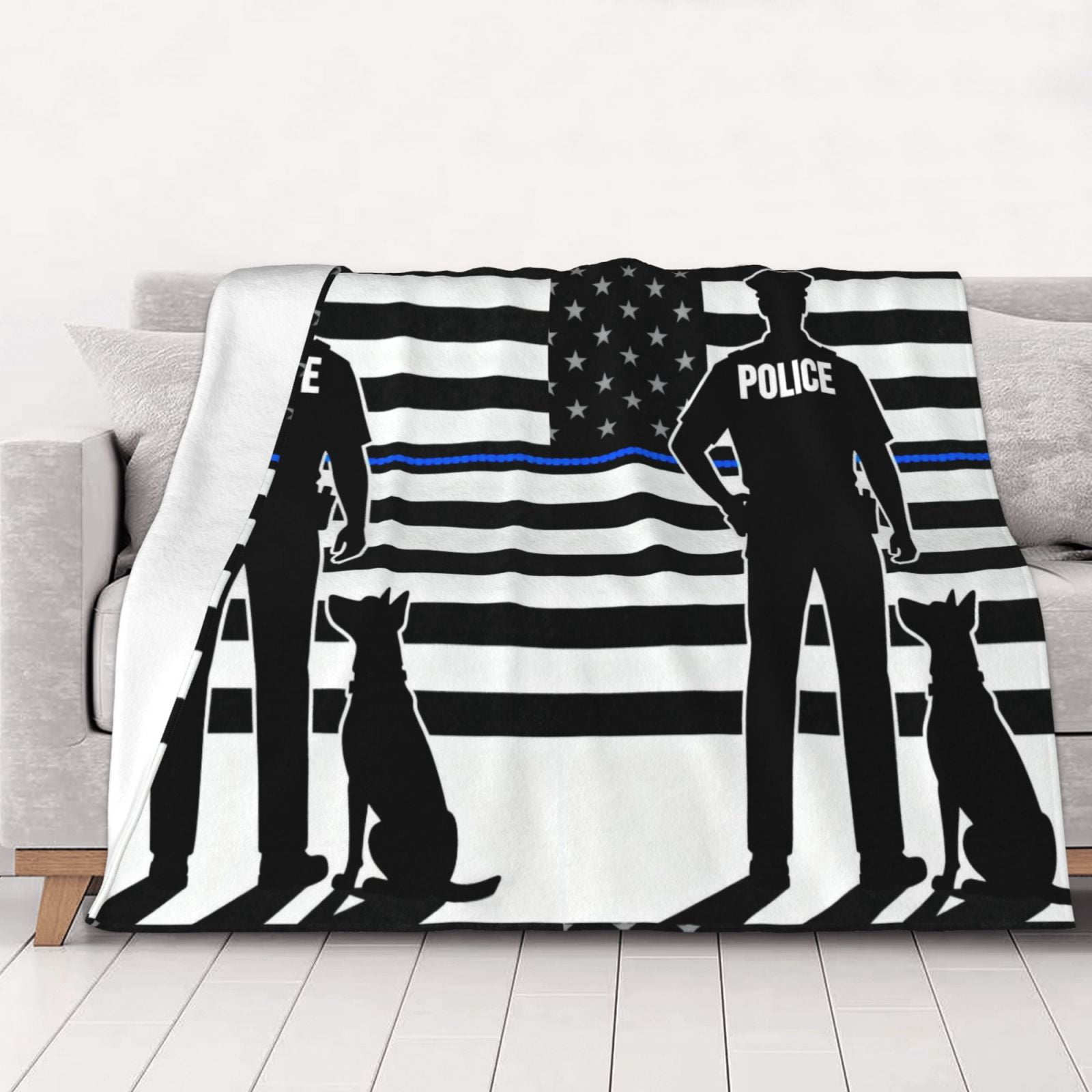 America Thin Blue Line Flag Police Throw Blanket Warm Camping Outdoor ...