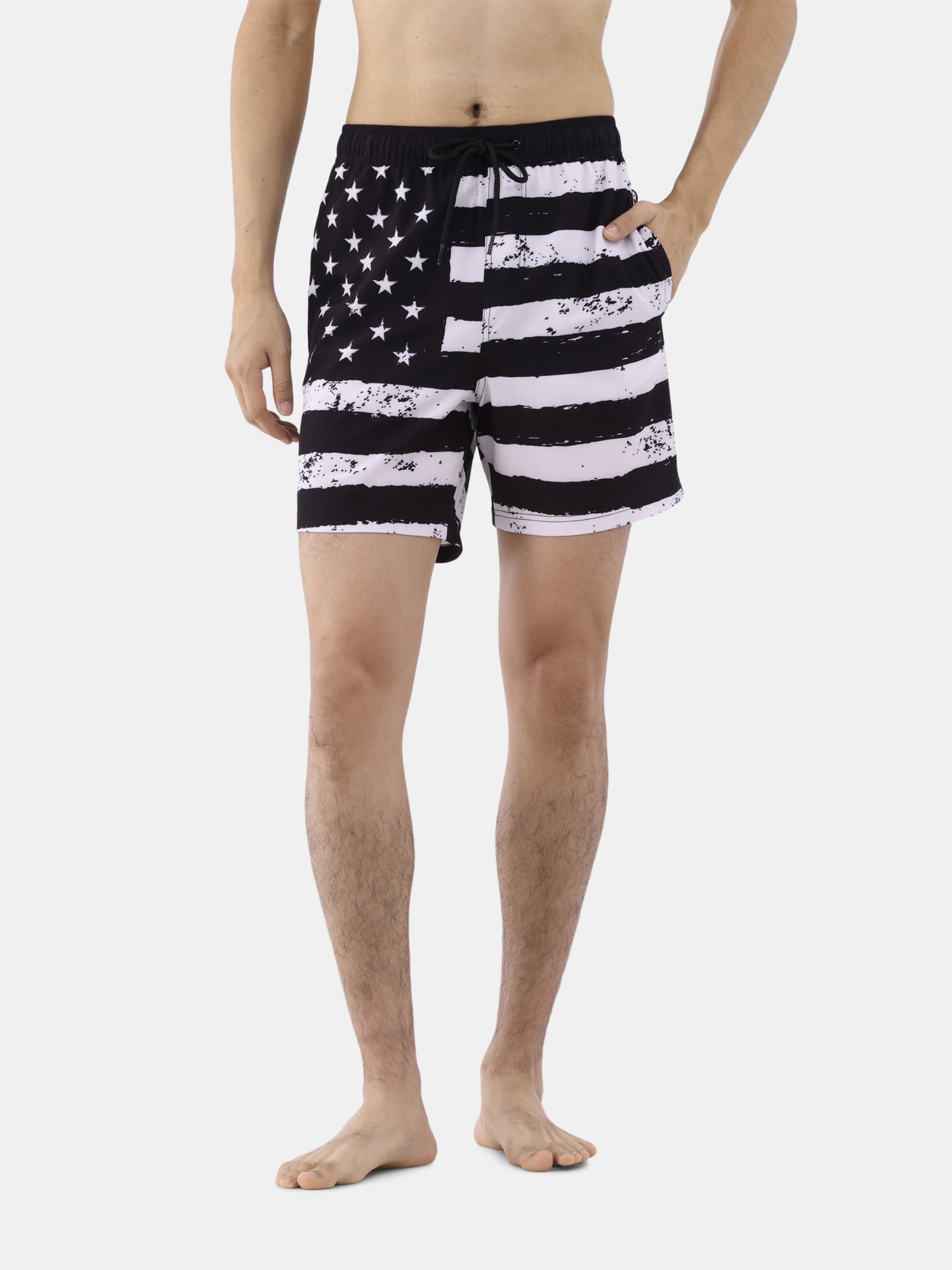 America Tonal Men's and Men's Big & Tall Graphic Swim Shorts, Sizes S ...