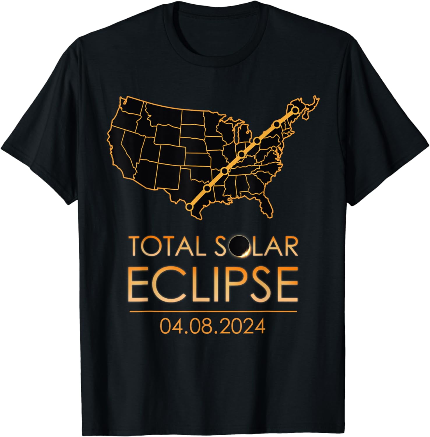 America Total Solar Eclipse April 8 2024 USA Map Totality T-Shirt ...